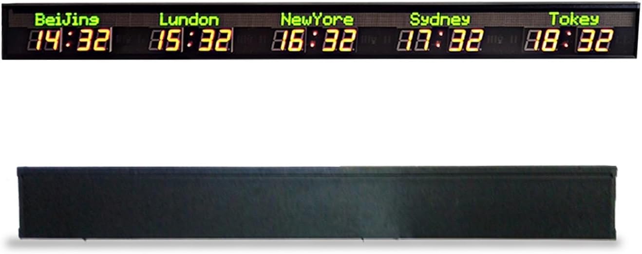 Amazon.com: LED Digital Indoor Clock 5 Time Zone LED Display World Time ...