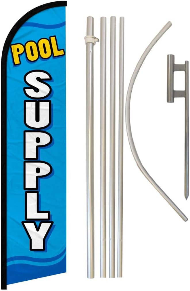 Amazon.com : Pool Supply Windless Banner Advertising Flag & Pole Kit ...