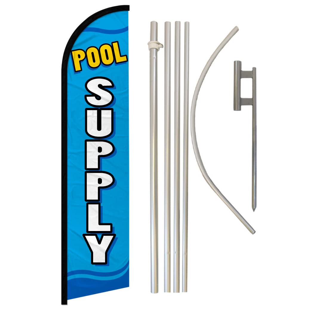 Amazon.com : Pool Supply Windless Banner Advertising Flag & Pole Kit ...