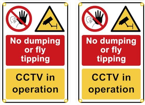 No dumping or fly tipping CCTV in operation - Pack of 2 200mm x 300mm ...