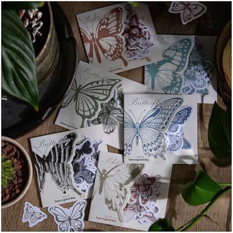 Amazon.com: 180 Pieces Butterfly Moth Junk Journal Stickers，Aesthetic ...