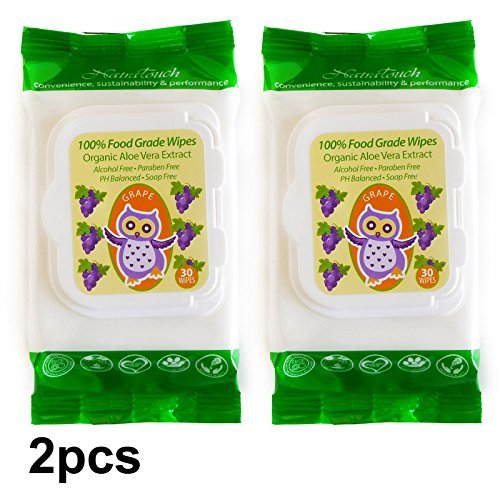 Amazon.com : 2 PACK 100% FOOD GRADE GRAPE FLAVOR WIPES WITH ORGANIC ...