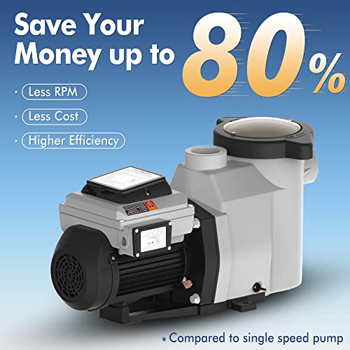 CHLORWORKS Variable Speed Pool Pump Inground 1HP- with Filter Basket ...