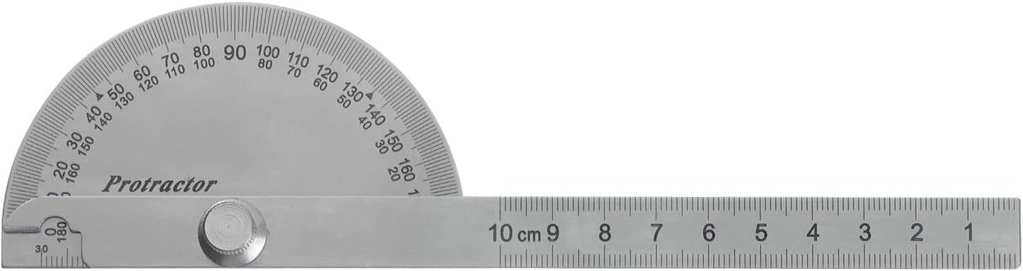 HARFINGTON Stainless Steel Angle Protractor 0-180 Degrees Round Head ...