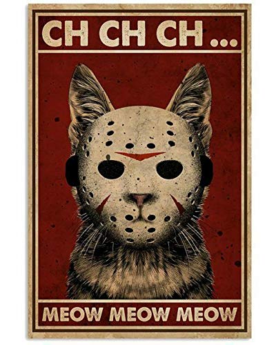 Horror Jason Cat Meow Metal Poster Wall Decor for Him Country Home ...