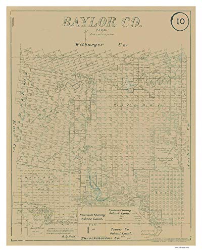 Amazon.com: Baylor County, Texas - 1879 - Old Wall Map Reprint With ...