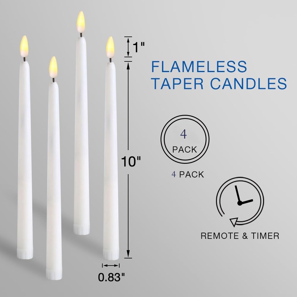 Snapklik.com : Ni-JASW White Flameless Taper Candles