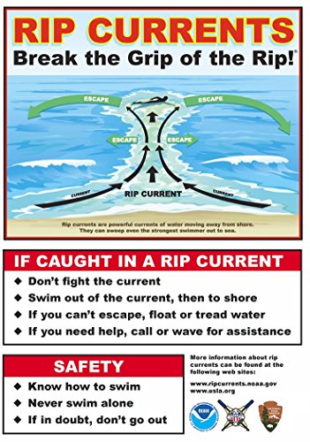 Rip Currents Break The Grip Of The Rip Poster Art Beach Surf Safety ...
