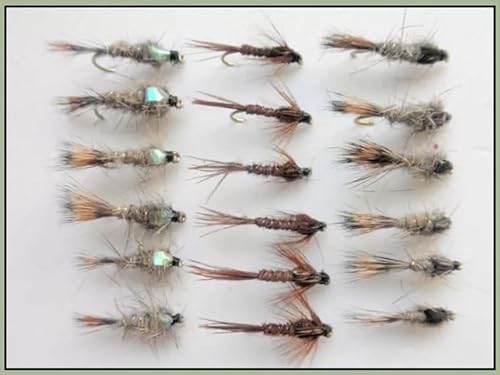 18 Barbless Hares Ear & Flash and Standard Pheasant Tail Nymph Choice ...
