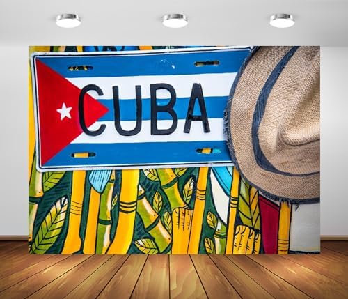 Amazon.com : BELECO 8x6ft Fabric Cuba Backdrop Cuban Flag and Straw Hat ...