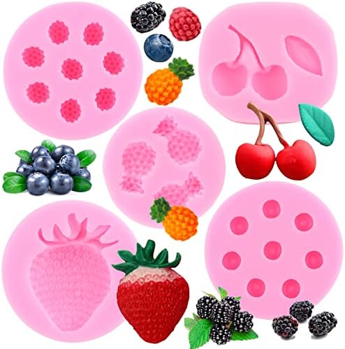 Amazon.com: 4Pcs/Set Blueberry Raspberry Cherry Strawberry Cake Fondant ...