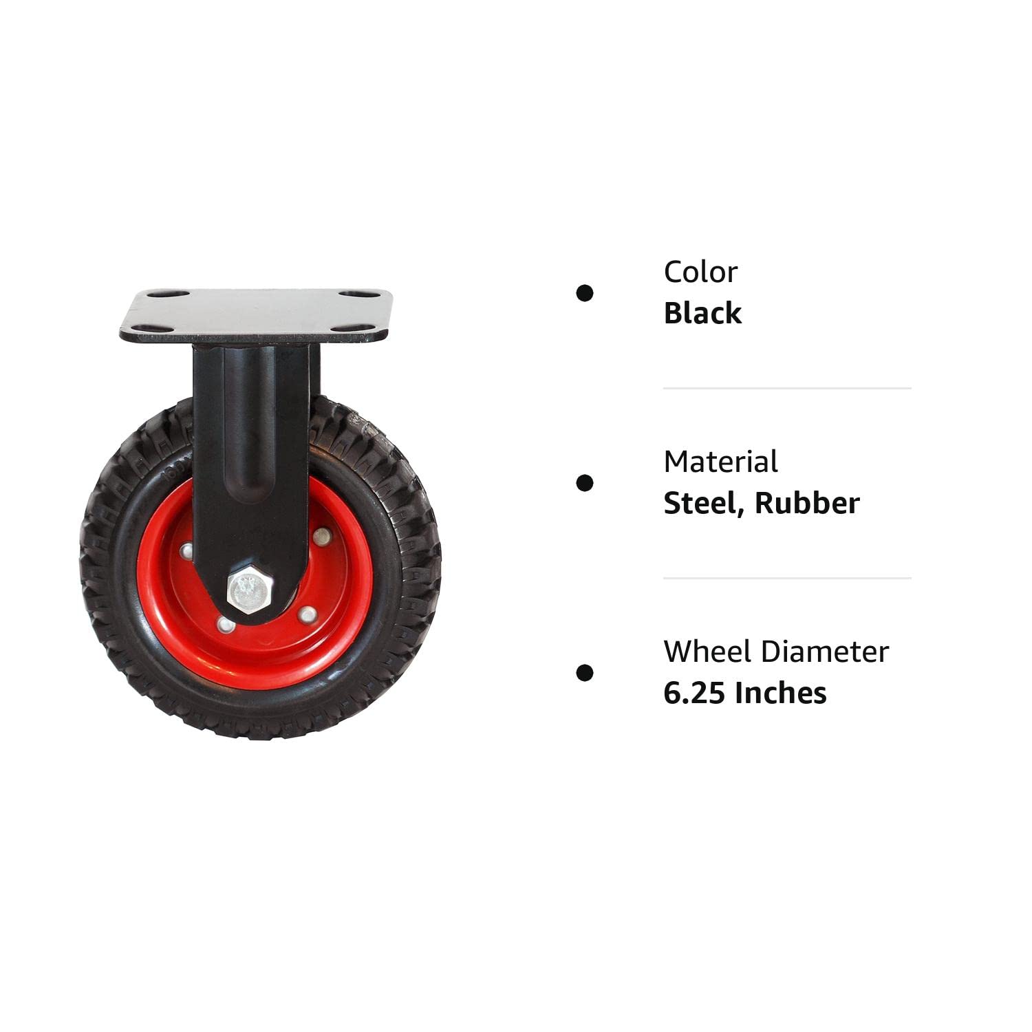 POWERTEC 6 Inch Caster Wheels, Heavy Duty Fixed Plate Casters with ...