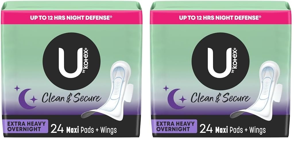 Amazon.com: U by Kotex Clean & Secure Overnight Maxi Pads with Wings ...