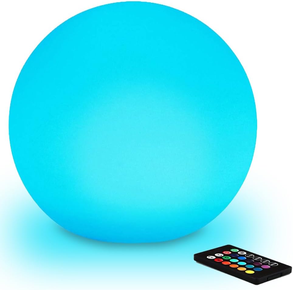 12-inch LED Glowing Ball Light w/Remote, LED Globe Orb Night Light Mood ...