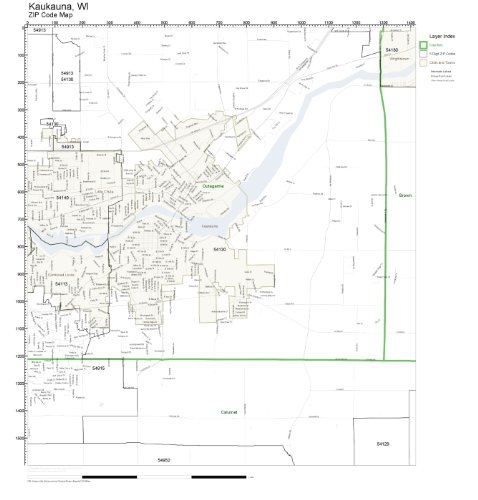 ZIP Code Wall Map of Kaukauna, WI ZIP Code Map Not Laminated: Amazon ...