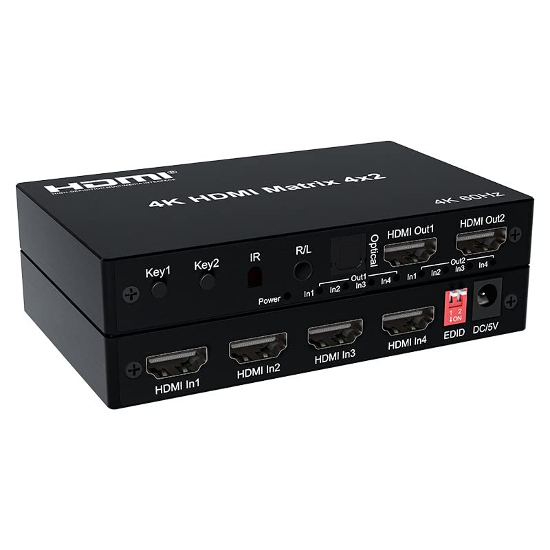 Buy XYKJOBC 4K HDMI Matrix 4X2,HDMI True Matrix Switch Conmutador 4 in ...