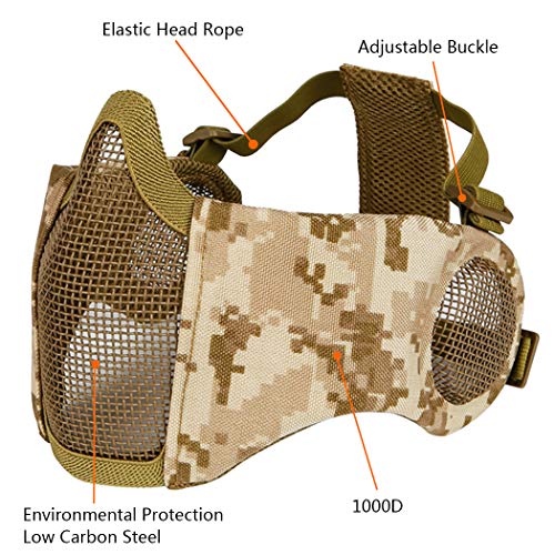 Snapklik.com : AOUTACC Airsoft Mask, Half Face Mesh Masks