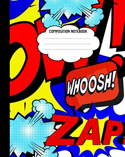 Composition Notebook: Cartoon Superhero Stories Wide Ruled Creative ...