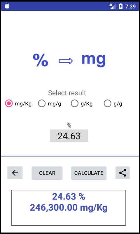 Milligrams and percent(%) - Converter - App on the Amazon Appstore