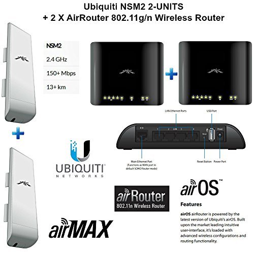 Ubiquiti NSM2 2-UNITS NanoStation M2 + 2 X AirRouter 802.11g/n Wireless ...