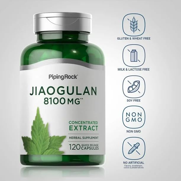 Jiaogulan Capsules 8100mg 120 Count Gynostemma Leaf Extract by Piping ...