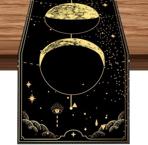Amazon.com: Linen Folkulture Magic Moon Table Runner Boho Astrology ...