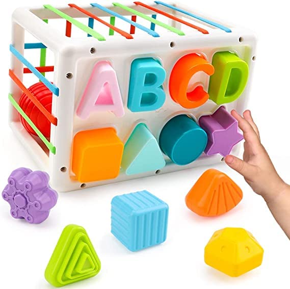 Buy MANVI Baby Shape Sorting Toy, Colorful Elastic Bands Sensory Shape ...