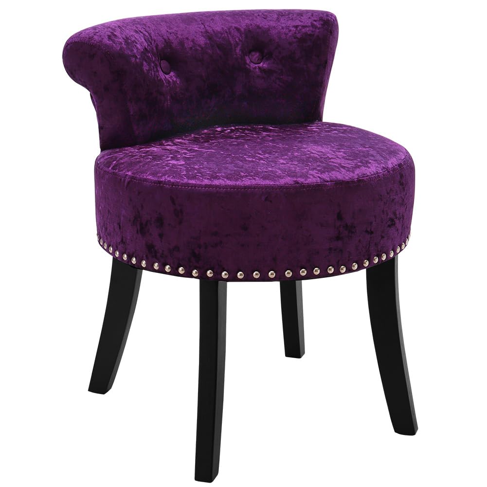 INMOZATA Dressing Table Stool Low Back Ice Velvet Footstool Upholstered ...