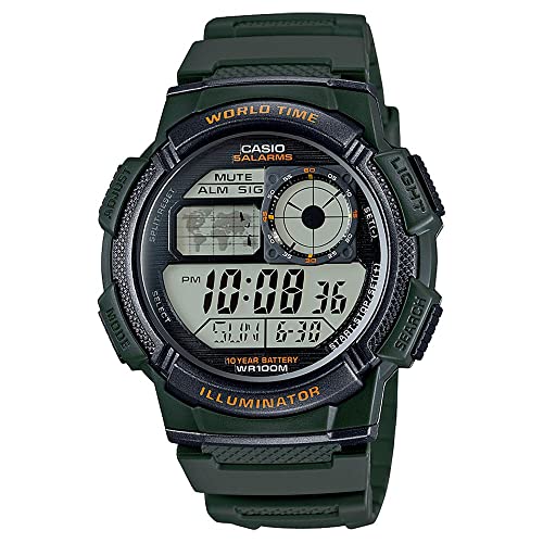 Buy Casio AE1000W Series | Men’s Digital Watch | Green | 100M WR ...