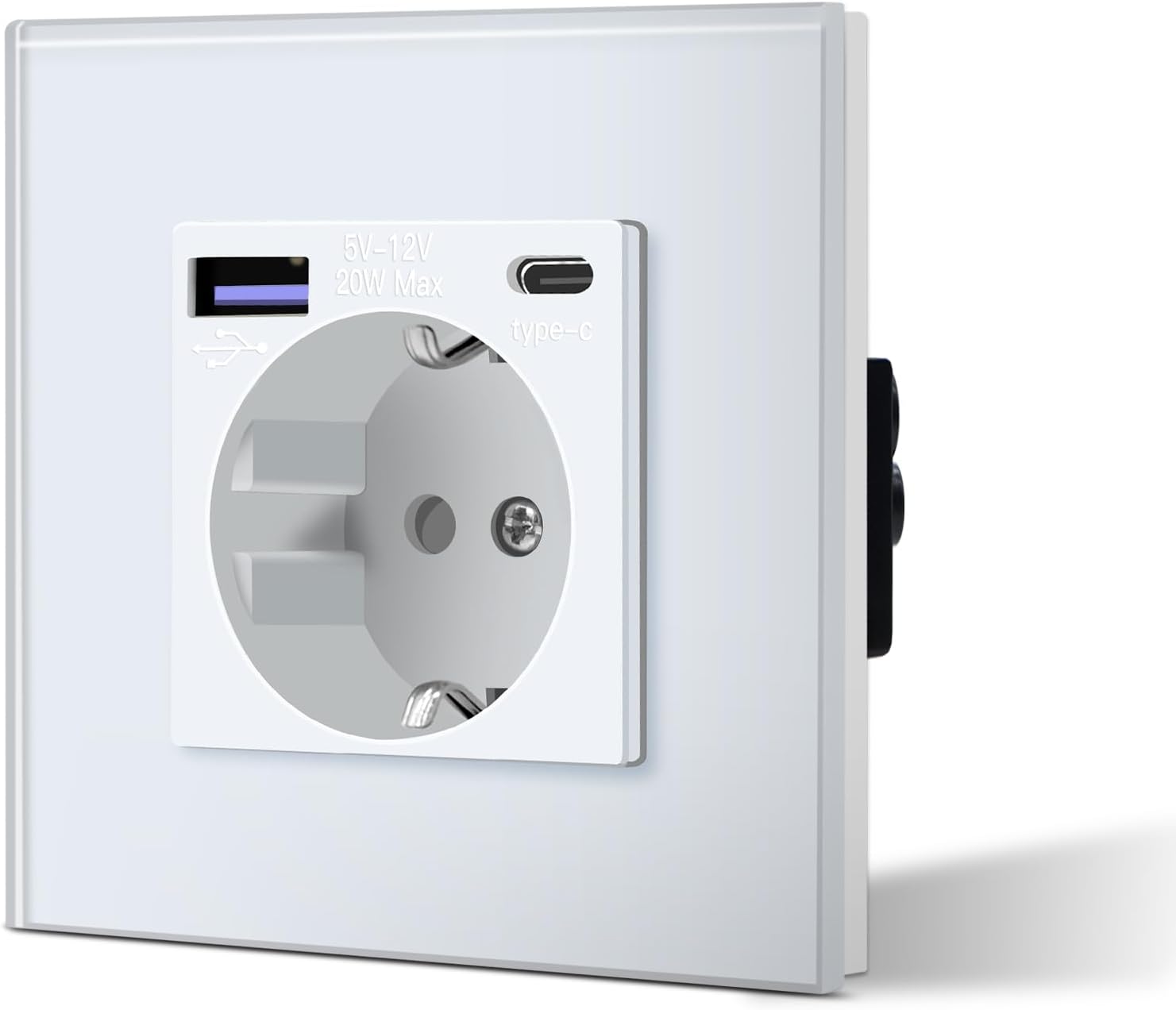 BSEED Enchufe Pared con 20W USB y Tipo C Cargador rápido de vidrio 3 en ...