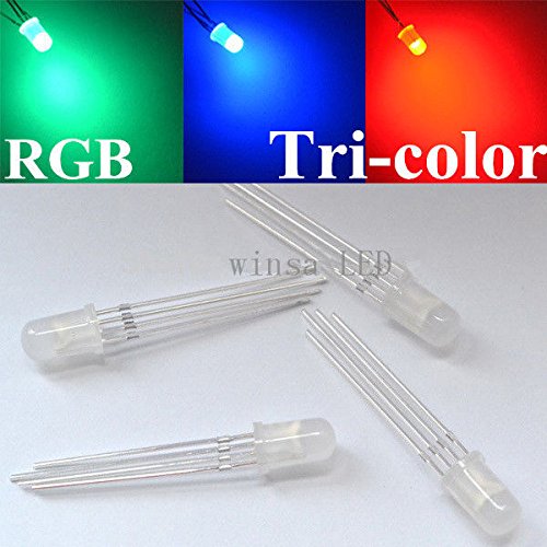 Amazon.com: 100 pcs 5mm 4pin Diffused RGB Tri-Color Common Cathode Red ...