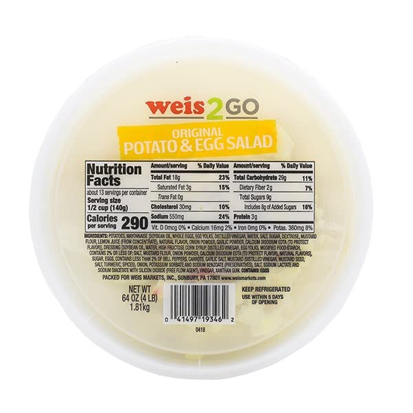 Amazon.com: Weis 2 Go, Deli Salad Egg and Potato, 64 Ounce : Grocery ...