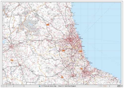 Northeast England ~ Postcode Sector Map (Postcode Sector Range): Amazon ...