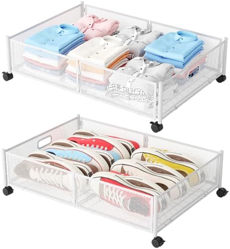 Amazon.com: Under Bed Storage with Wheels - 2 pack - Collapsible ...