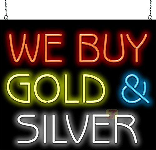 Amazon.com: We Buy Gold & Silver Neon Sign - Very Large Size - 32" wide ...
