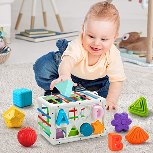 Snapklik.com : Sensory Toys Shape Sorter, Baby Blocks Colorful Textured ...