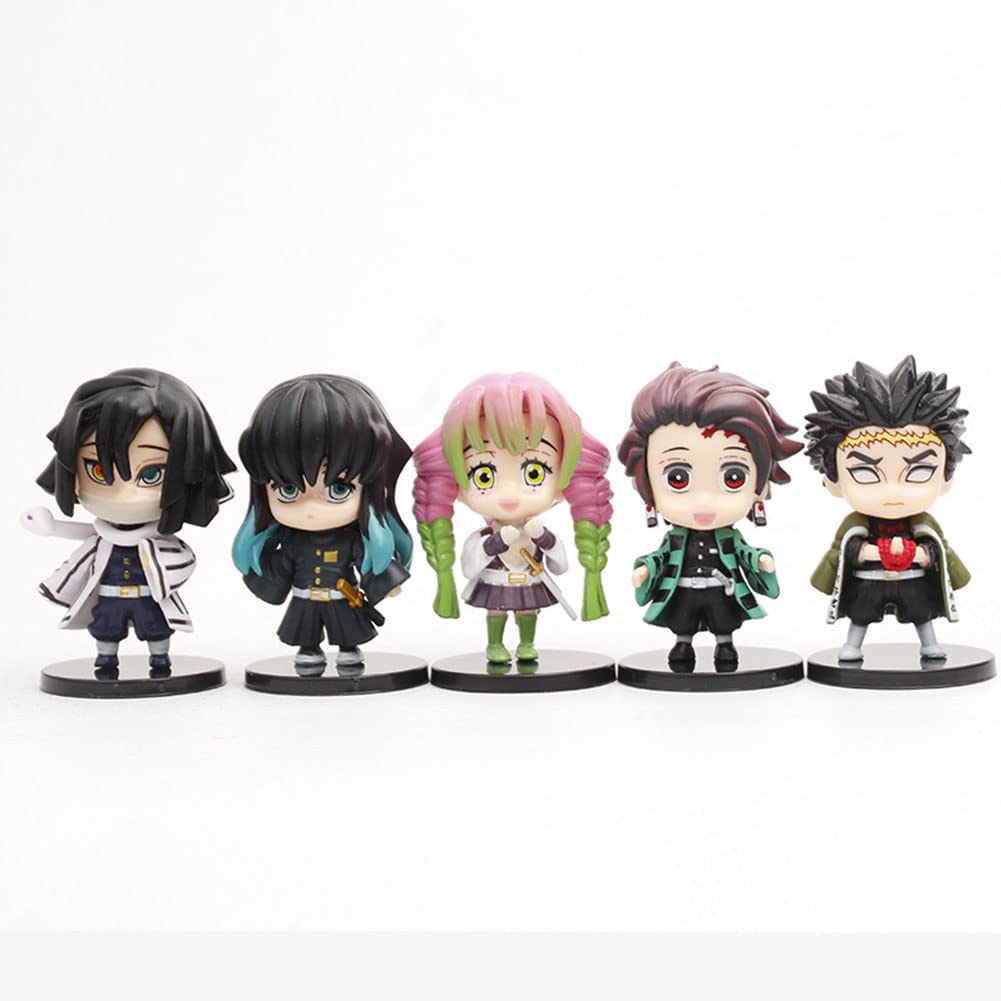 Buy 5pcs Anime Mini Figures Set- Kamado Tanjiro Rengoku Kyoujurou Uzui ...