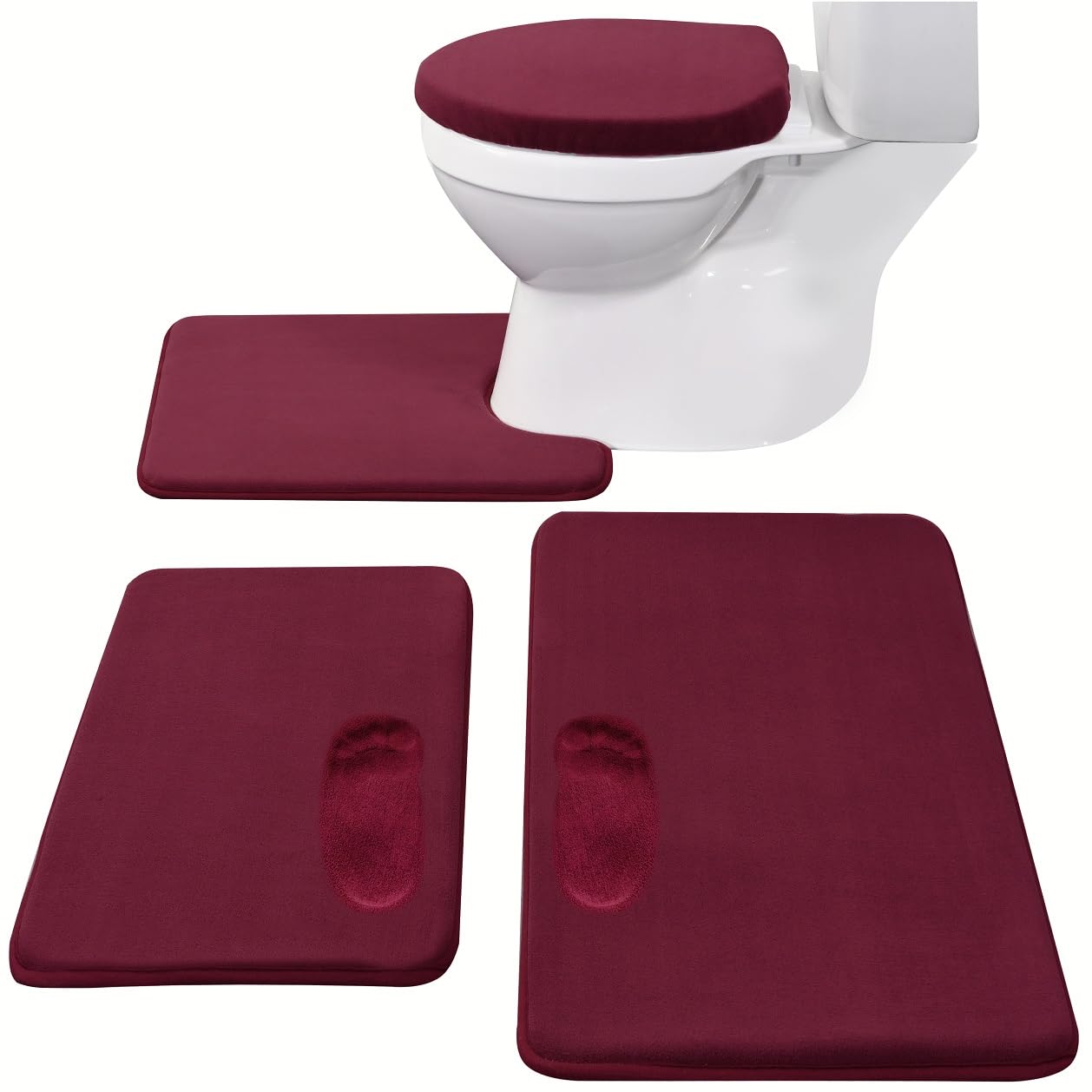 Amazon.com: Madeals Memory Foam Bath Mat Set 4 Piece with Toilet Lid ...