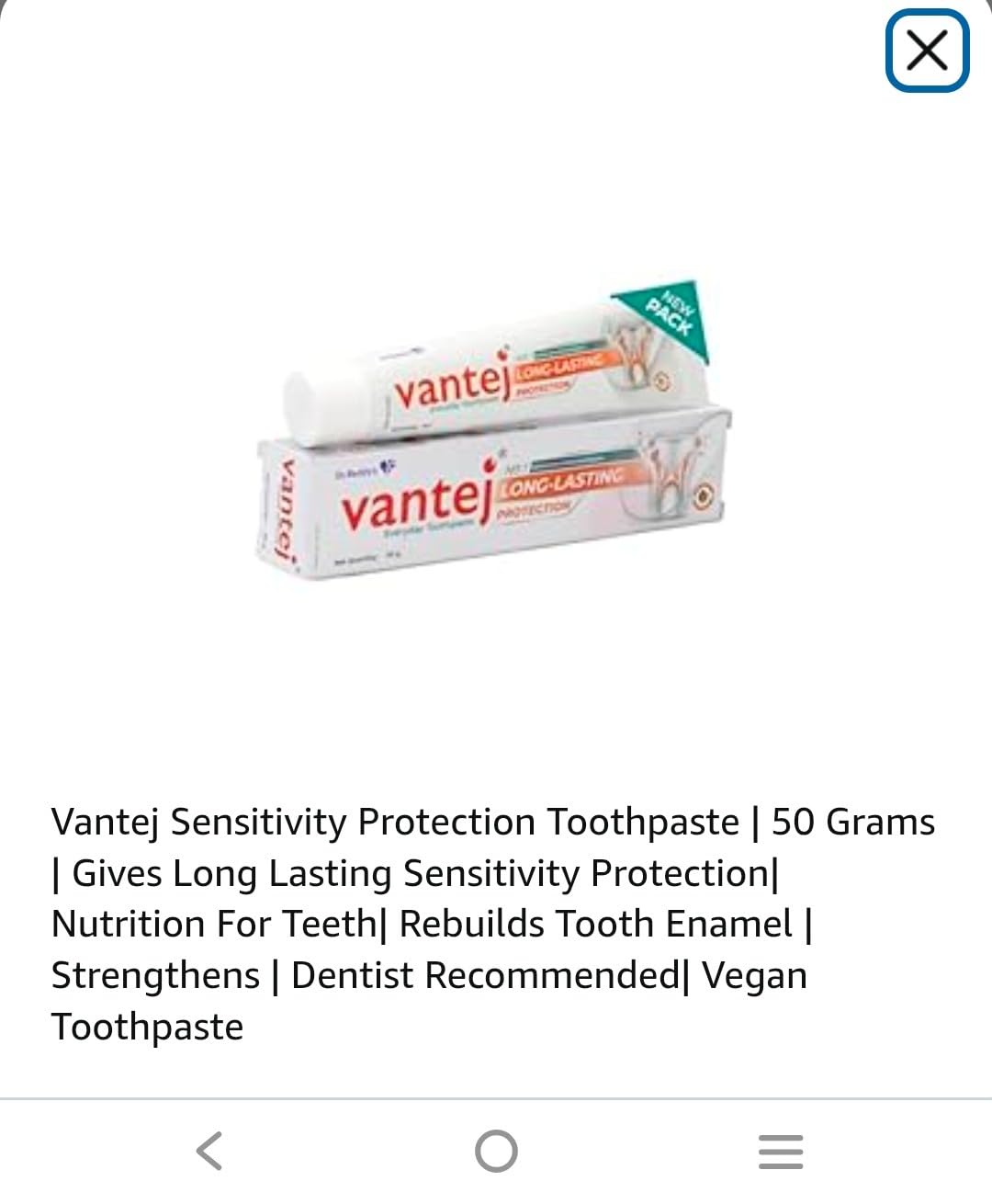 Buy Vantej Sensitivity Protection Toothpaste | 50 Grams | Gives Long ...