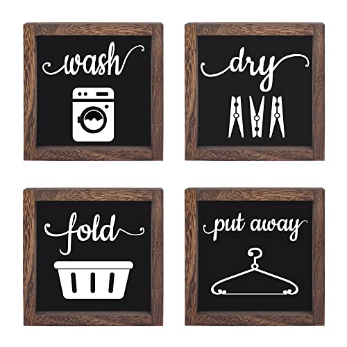 Snapklik.com : LIBWYS Laundry Sign Set Of 4 Wash Dry Fold Put Away ...