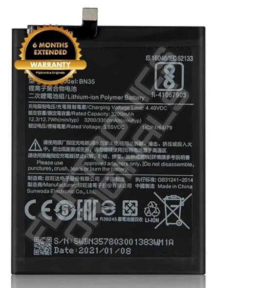 FLIPTRONICS ORIGINALS® BN35 Battery for Redmi 5 /NZ945/ Battery with 6 ...