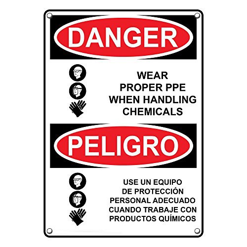 Weatherproof Plastic Vertical OSHA Danger Wear PPE Handling Chemical ...