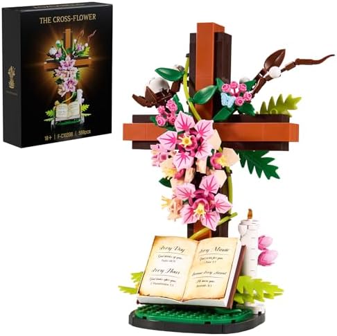 Amazon.com: Jesus Cross Flower Building Set, Religious Cross ...