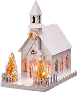 Amazon.com: The Bridge Collection 11.5" Lighted Glittery Church for ...