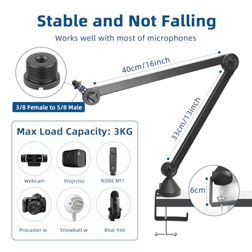 AFAITH Large Mic Arm Boom Arm Suspension Boom Stands for 3KG large load ...