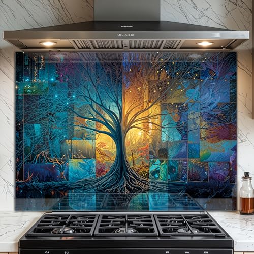 Amazon.com: Tempered Glass Backsplash for Kitchen - Easy to Clean ...