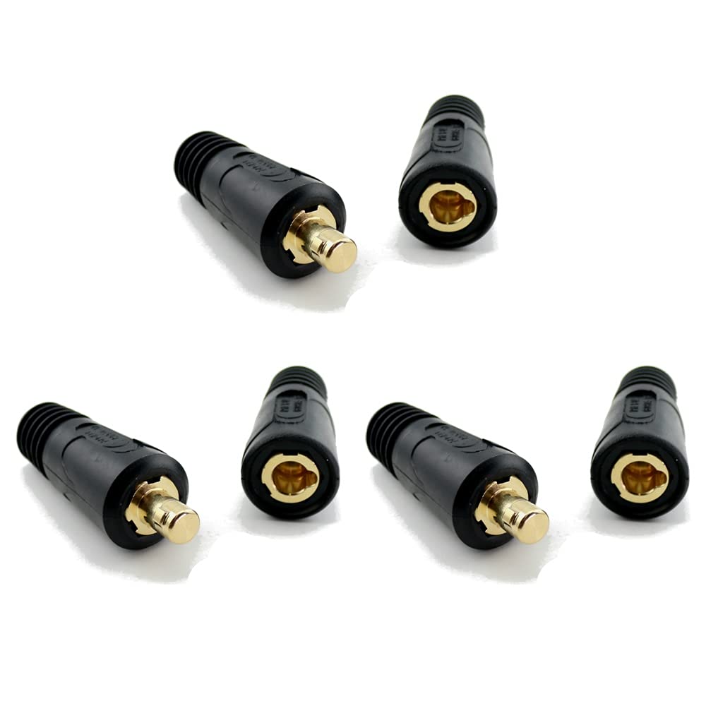 WeldingCity 3-pk Dinse-Type Twist-Lock Insulated Connector Pair (Male ...