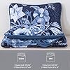 Amazon.com: Floral Quilt Set Queen 3 Pieces Navy Blue Floral Quilt ...