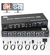 Amazon.com: KVM Switch 3 Monitors 2 Computers Share 1000Mbps Ethernet ...