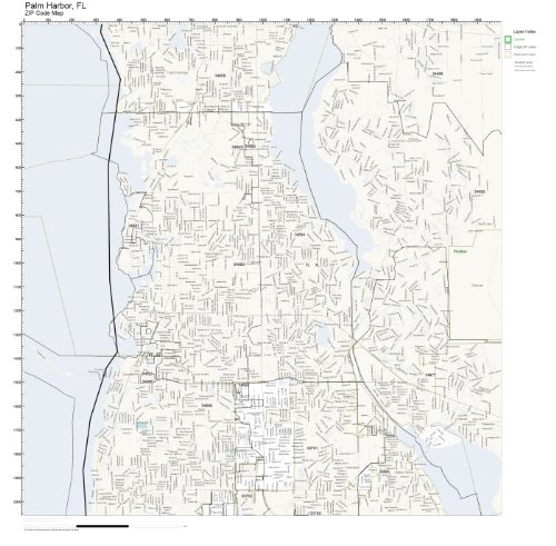ZIP Code Wall Map of Palm Harbor, FL ZIP Code Map Not Laminated: Amazon ...